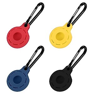 4 Pcs Silicone Case for Apple Airtags, Lightweight Soft Protective AirTag Holder Keychain Skin Cover GPS Item Finder Accessories Compatible with Apple Air Tags Key Chain Ring Cases