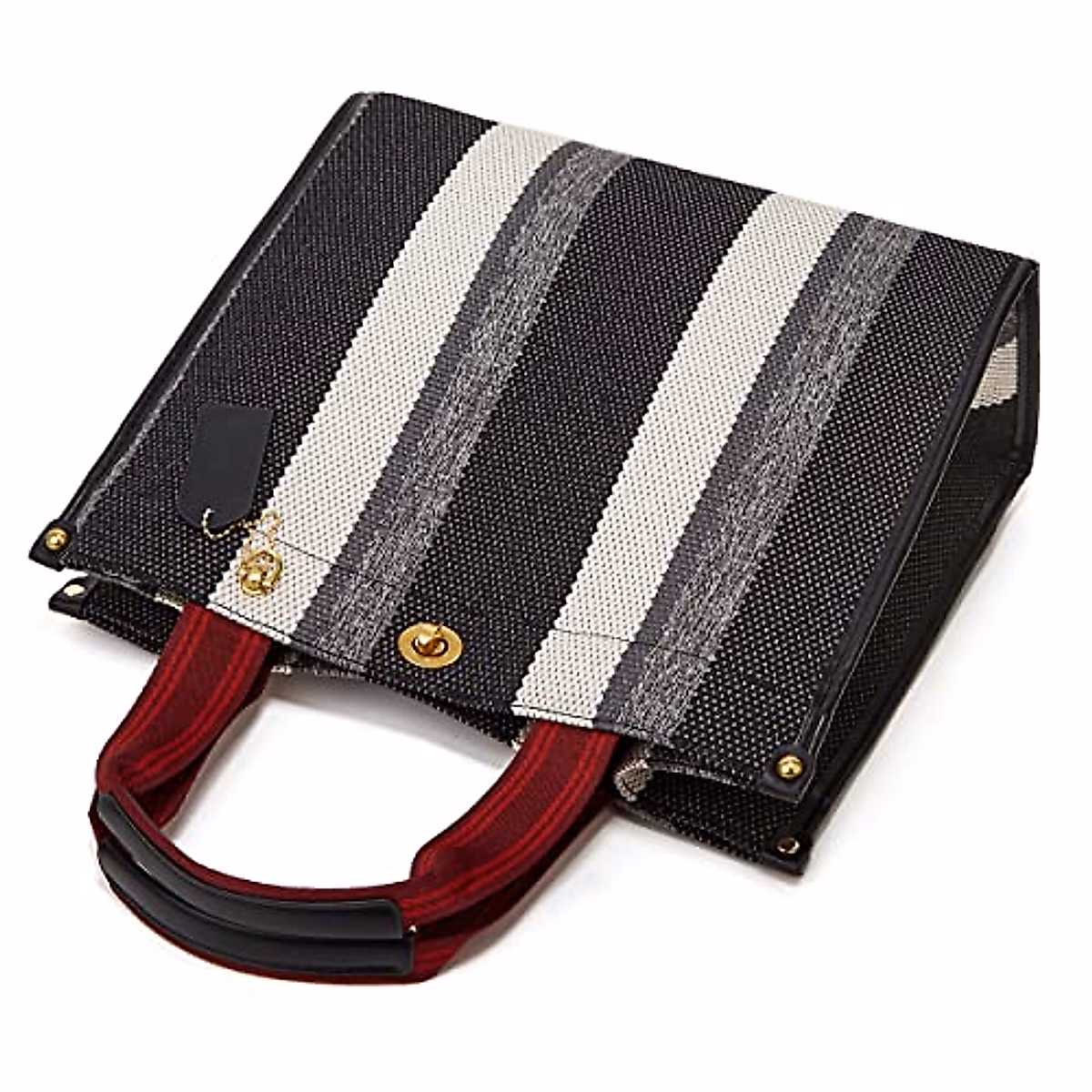 Tote Bag Hobo Bag for Women Canvas Shoulder Bag Chic Crossbody Bag Satchel Large Handbag Color Contrast Stripe