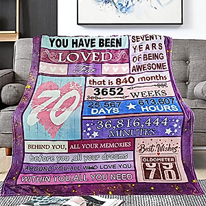 70th Birthday Gifts for Women Blanket, 70-Year-Old Women Gift for Birthday, Gifts for 70 Years Old Woman Female Sister Mom Wife Grandma, 70th Birthday Decorations for Women Throw Blanket 50"x60"