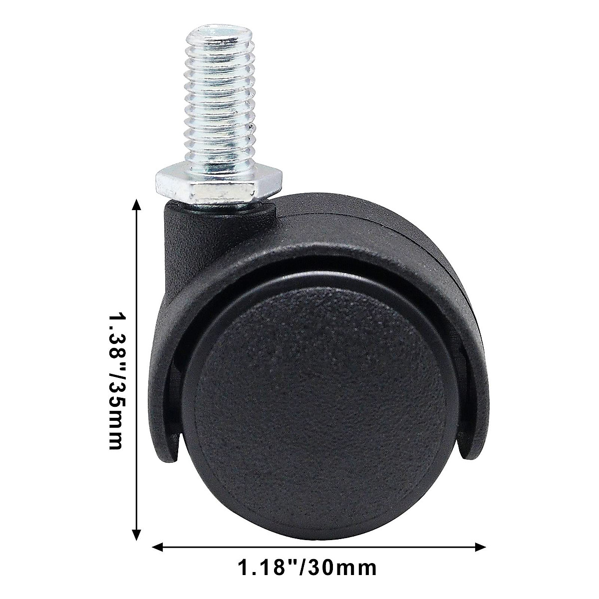 SWZHAI 1 Inch Casters Set of 4, Plastic Threaded Stem Caster Wheels Replacement Casters, M8 Stem Furniture Wheel Castor Wheels for Tables, Workbenches, Kitchen Shelf