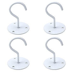 Pastlla 4Pcs Ceiling Hooks, Wall Mount Ceiling Metal Hooks Hanger Iron Bracket Hooks for Hanging Plants Flowerpots Lanterns Decoration Lights, for Indoor & Outdoor Use 2.17" (White)
