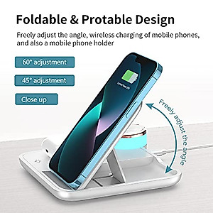 Almsbo Wireless Charging Station,Wireless Charger Stand 4 in 1,18W Charger Fast Charging for iPhone 14/13/12/11 Pro/SE/XS MAX/XR/XS/X/8/8 Plus,Apple Iwatch 8/7/6/SE/5/4/3/2/1,AirPods Pro/2/3（White）