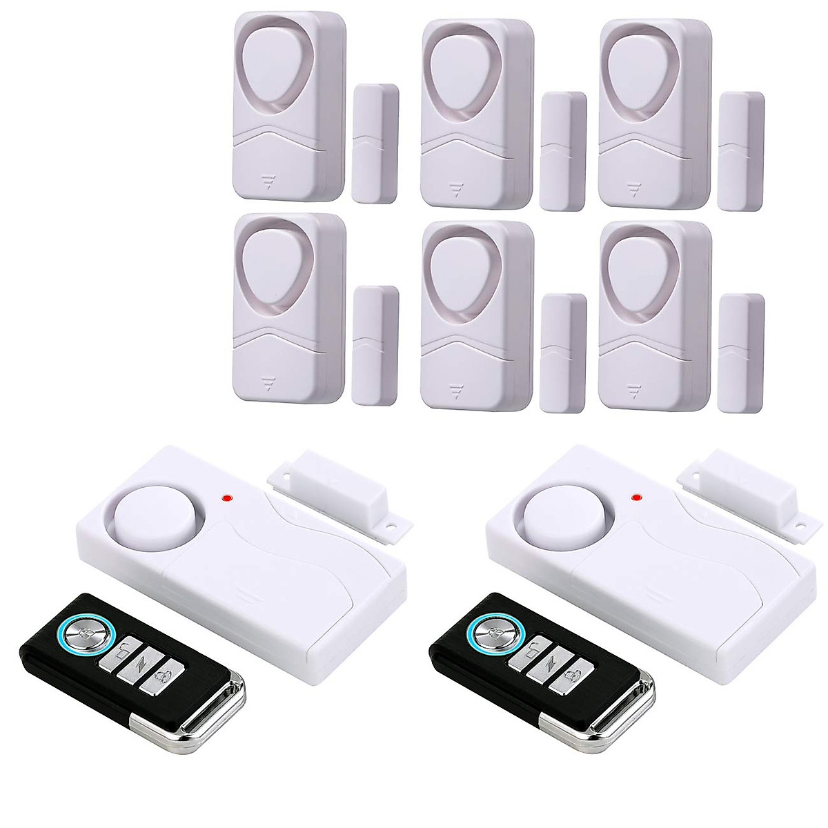HENDUN Bundle of Door Windows Alarms for Home Security 2 Sets with Remote and 6 Sets Without Remote