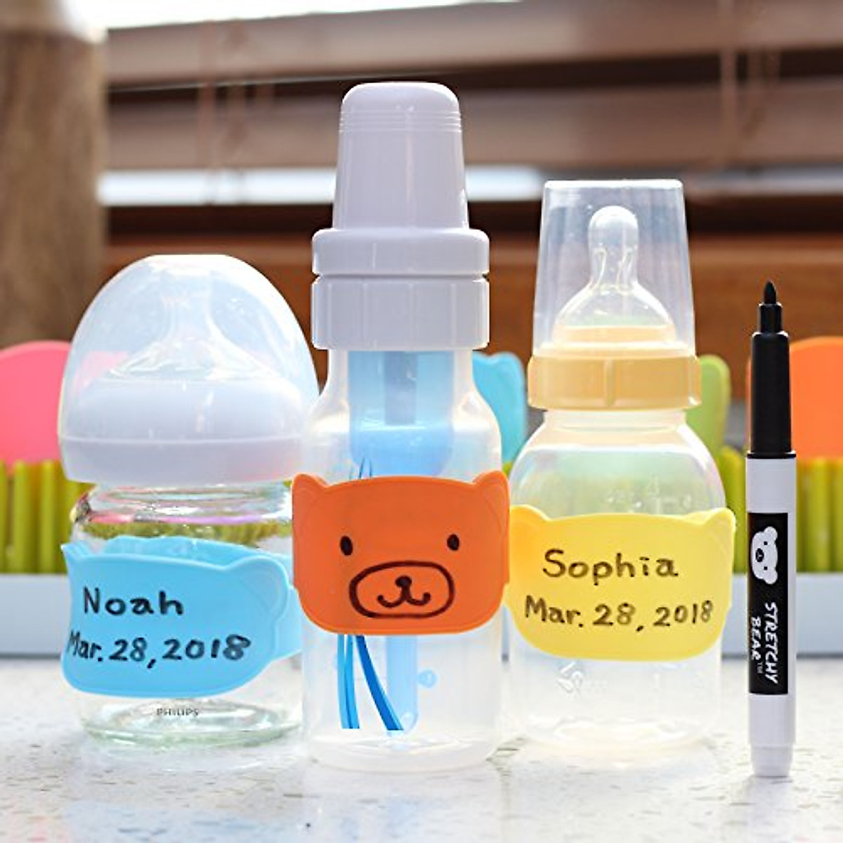 Baby Bottle Labels for Daycare, 6 Pcs (Multi-Color)