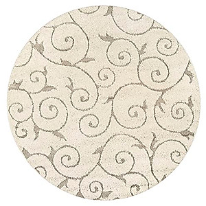 nuLOOM Vine Swirls Maisha Shag Area Rug, 5' 3" Round, Cream