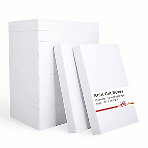 MESHA 10 PC Boxes for T-shirt Gifts in Bulk, Extra Large White Gift Boxes with Lids for Presents, Stockings, Clothes, Sweater, Robe 17"X11"X2.4" White Wrapping Clothing Boxes for Valentine's Day, Father's Day, Birthday