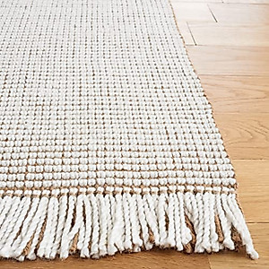 Safavieh Natural Fiber Collection 8' x 10' Ivory/Natural NF826A Handmade Woven Farmhouse Fringe Jute Area Rug
