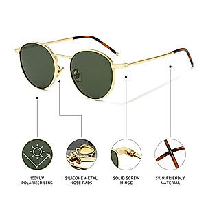 SUNGAIT Ponderable Metal Round Sunglasses for Men and Women Classic Vintage Polarized Sun Glasses Steampunk Style