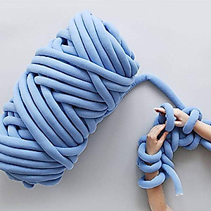 clootess Arm Knitting Yarn Chunky Braid Cotton Yarn for Handmade DIY Throw Blanket Pet Bed,Machine Washable,Blue 3 lbs
