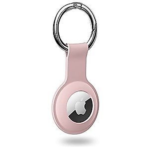 AirTag Holder Case, Arcmogo Apple Airtags Keychains with Ultra Light Silicone Sleeve Cover Compatible for Airtags, Pink