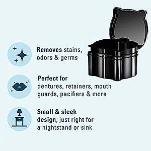 Denture Case, Denture Cup With Strainer For Dentures, Retainers, Night Guard & Mouth Guard, Retainer Case, Portable Denture Bath For Traveling & Daily Cleaning(BLACK)