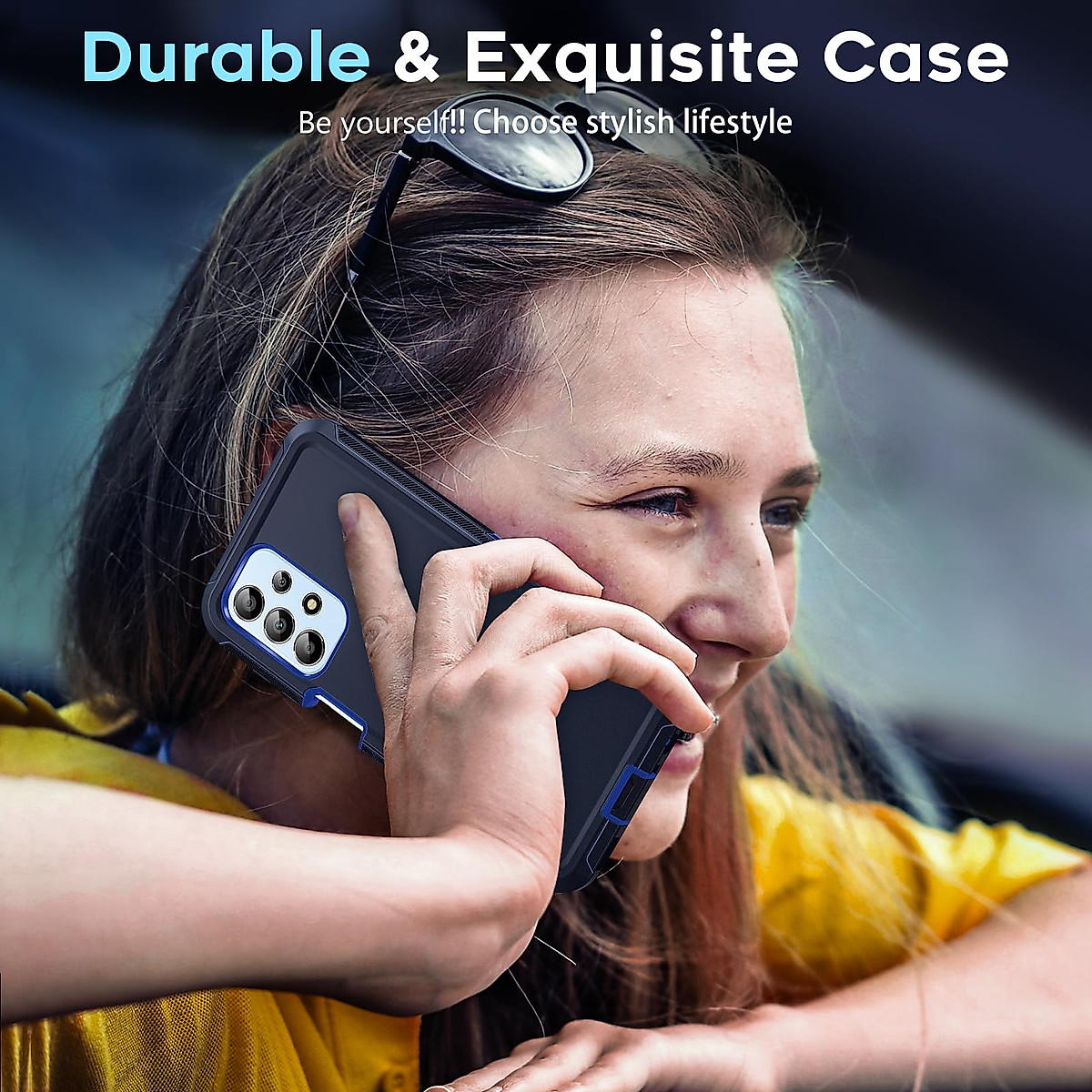 LeYi Compatible for Samsung Galaxy A23 5G Case: Samsung A23 Case [Not Fit A23 5G UW Verizon] with 2 PCS Tempered Glass Screen Protectors, 3 in 1 Full Body Shockproof Rubber Dustproof Rugged Case, Blue