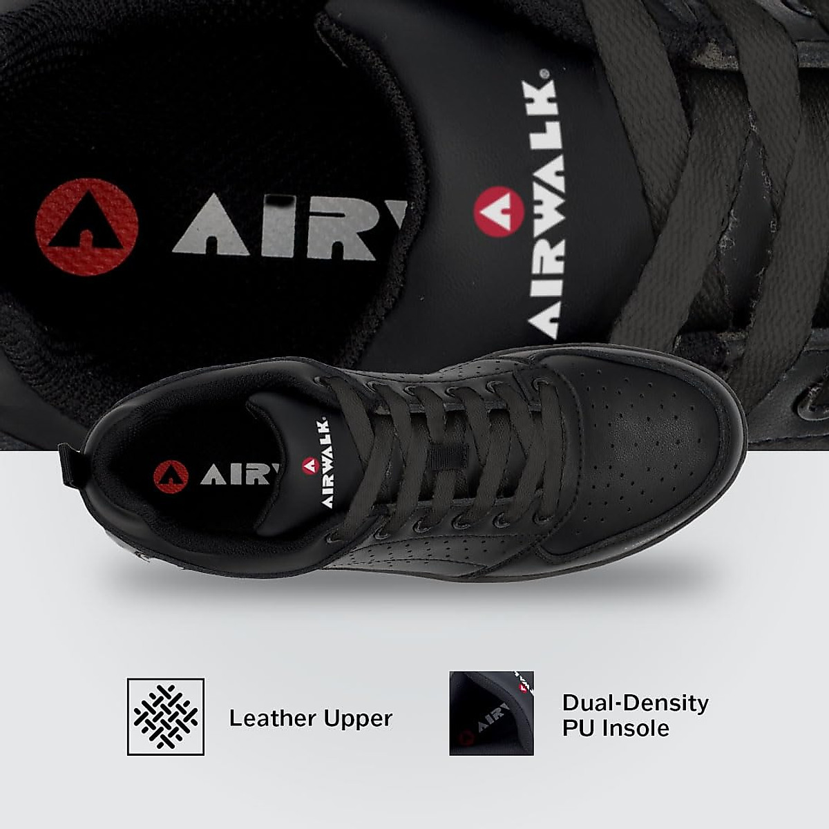 Airwalk Arena Low Top Composite Toe Men’s Industrial Work Shoes, Black/Black, Size 9, Medium, Comfortable & Light Work Shoes for Men, Electric Hazard, Slip Resistant