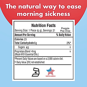 Preggie Pop Drops - 21 Drops - Morning Sickness Relief during pregnancy - Safe for pregnant Mom & Baby - Gluten Free - Four Flavors: Lemon, Raspberry, Green Apple, Tangerine