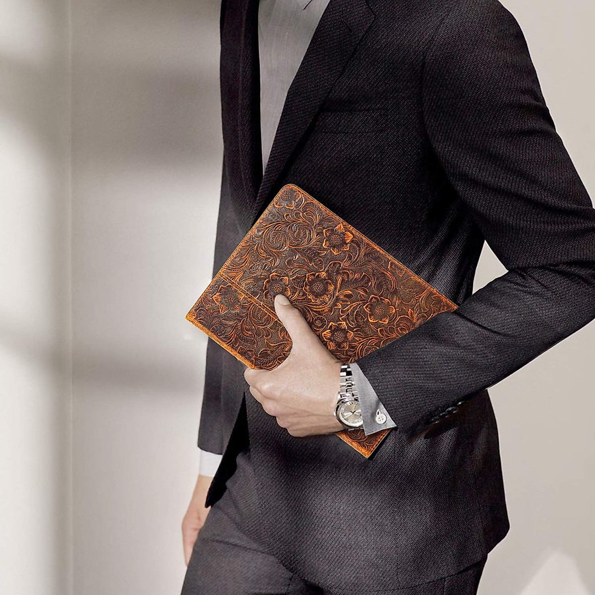 Gexmil Leather Case for iPad 10.2 Inch, 9th/8th/7th Gen,Cowhide Folio Cover for iPad 2021/2020/2019, Genuine Leather case, Auto Wake/Sleep,Adjustable Stand,Floral Brown