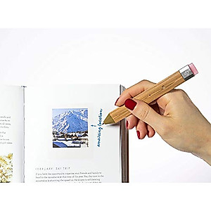 New Pen Bookmark with Refills | Erasable Ballpoint Gel Pen and Bookmark 3-in-1 | Ink Novelty Pen with Eraser | Page Marker | Book Marker | Page Holder Clip | Gift for Reader and Writer (Wood)