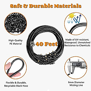 Misters for Outside Patio Outdoor Mister System 40 Feet Misting System with 10 Brass Mist Nozzles Water Misters for Cooling Patio Garden Greenhouse Lawn Backyard Umbrella Canopy Porch Pool Trampoline