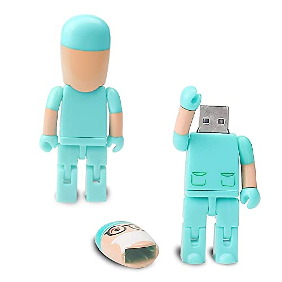 USB Flash Drive 64GB Cartoon Doctor Model USB Drive Thumb Drives USB 2.0 Memory Stick for External Data Storage, Green