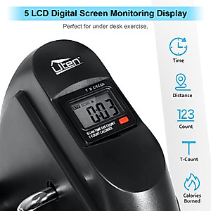 Uten Mini Exercise Bike, Under Desk Bike Pedal Exerciser, Under Desk Bike, Arm & Leg Peddler Machine with LCD Screen Displays, Portable Cycle (Cool Black)