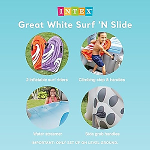 Intex Surf 'N Slide Inflatable 15 Foot Long Kids Outdoor Backyard Splashing Water Slide with 2 Surf Rider Floats and Built-in Water Sprayers