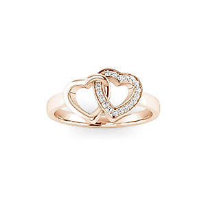 CTIEIP 10K/14K/18K Gold Diamond Heart Ring for Women Real Diamond Promise Ring Jewelry Gift for Her (1/10 cttw, G-H Color, I2-I3 Clarity)