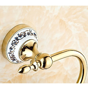 KouRy Retro Towel Holders for Bathrooms, Crystal Towel Ring, Hand Towel Rack Wall Mounted Decorative Gold Towel Ring Hand Towel Holder (Gold)