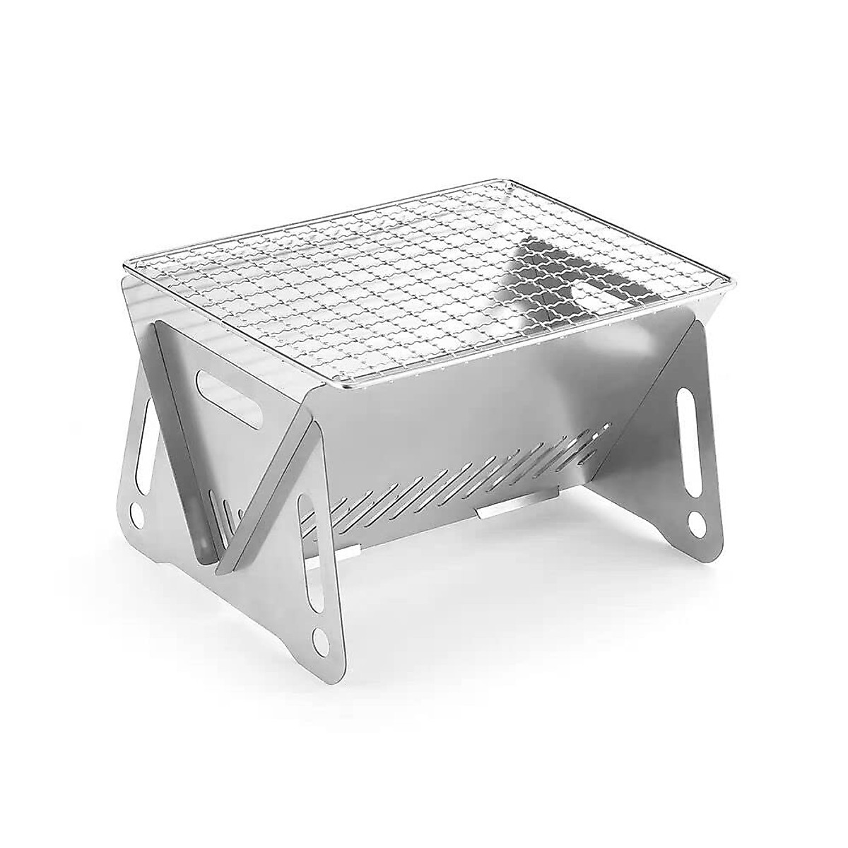 EROUGE Portable Mini Camping Grill,Folding Outdoor Campfire Grill Cooking for Picnics Fire Pit Feeds 2 People and fits in Your Backpack. Designed for Hiking,Tailgating