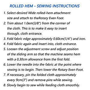 TISEKER 3 Sizes Wide Rolled Hem Pressure Foot Sewing Machine Presser Foot Hemmer Foot Set 1/2 Inch, 3/4 Inch, 1 Inch for Brother Singer and Other Low Shank Sewing Machine