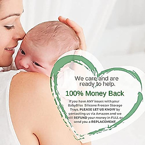 Silicone Baby Food Storage Container and Freezer Tray - Food-Grade Silicone Mold with Clip-On Lid - 9 x 2.5 Oz Easy Out Portions (Green)