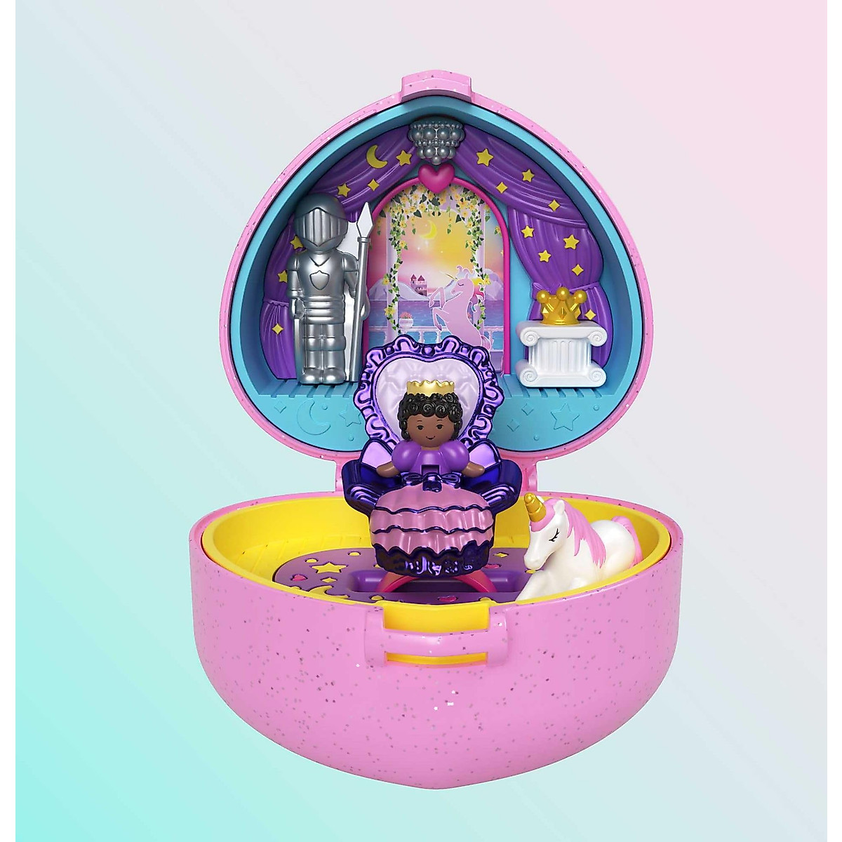 Polly Pocket Collector Compact with 2 Dolls, Keepsake Collection Royal Ball Jewelry Accessories Set, Collectible Toy with Unicorn Castle Theme