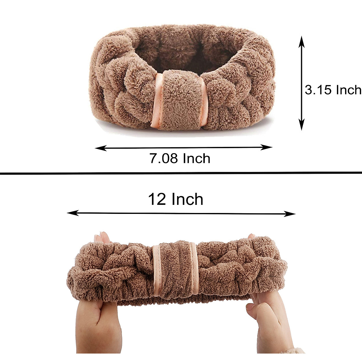 4 Pack Microfiber Towel Headbands for Washing Face, Facial Headbands Makeup Headband Spa Headband Skincare Headband Fash Wash Headband for Women and Girls (Coffee,Flesh Pink, Grey,Bright Red)