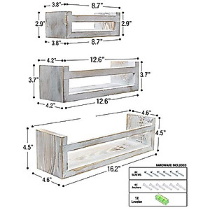 Sorbus Floating Shelves - Rustic Floating Book Shelves Wall Mount Wooden Hanging Ledge Storage Shelf Organizer for Kids Room Baby Nursery Decor, Living Room Playroom, Bathroom, Bedroom etc, Set of 3