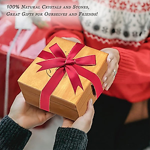 30 PCS Crystals and Stones Set - Natural Raw Healing Crystals & Tumbled Chakra Stones, Premium Protection Crystals Gift Kit Display in Wooden Box + Info Guide