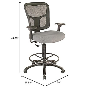 Tempur-Pedic Mid-Back Fabric Drafting Stool, Gray (TP8200-GREY)