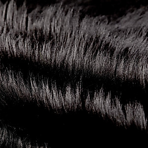 Shannon Faux Fur Luxury Shag Black, Fabric by the Yard