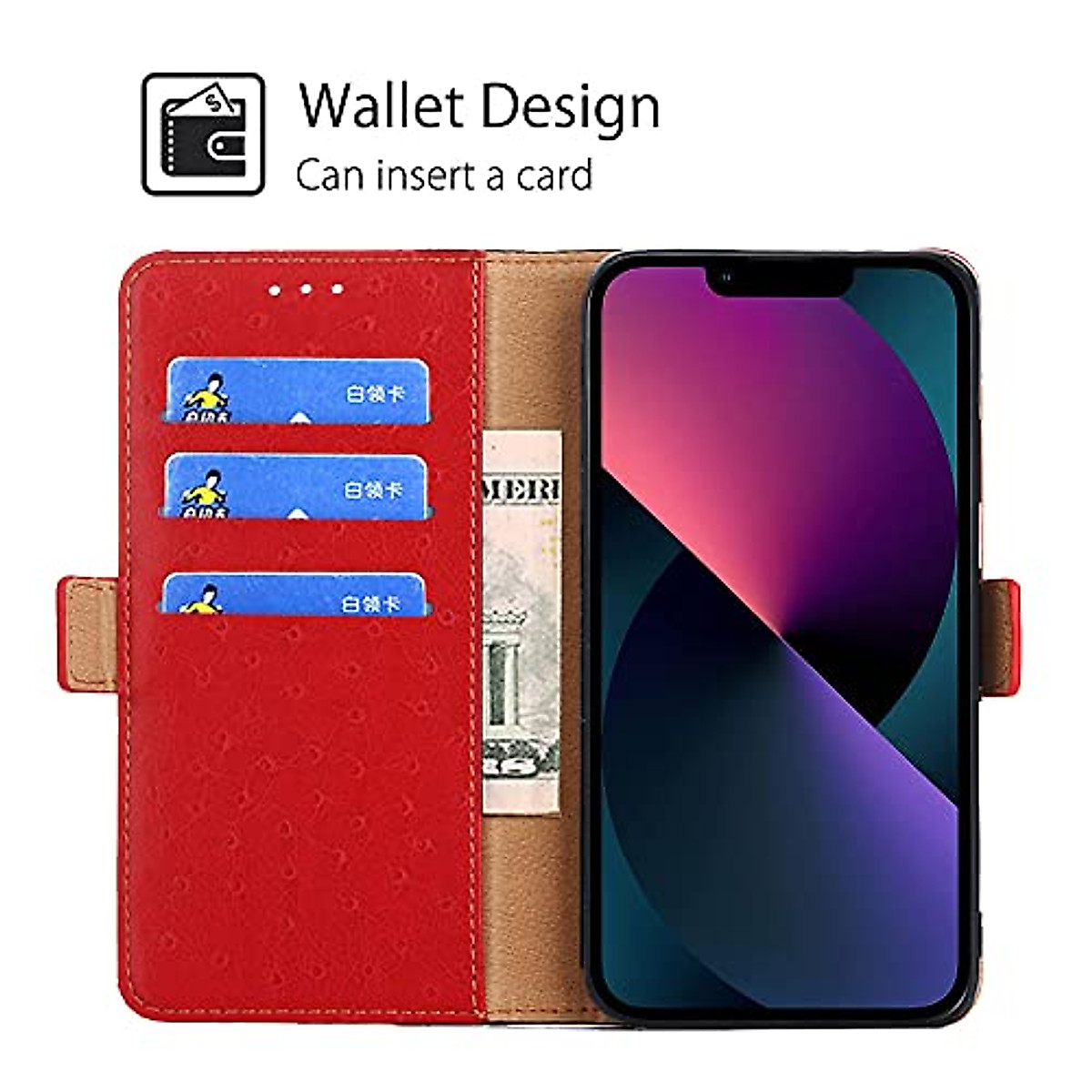 Fansipro Wallet Folio Case for Oppo Reno 2, Premium PU Leather Slim Fit Cover for Reno 2, 3 Card Slots, Well Fit, Red