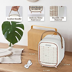 Portable Air Conditioner, Rechargeable Personal Air Conditioner, Mini Air Conditioner with 3 Speeds, Quiet Cordless Mini AC with Handle for Bedroom, Office, Dorm, Camping