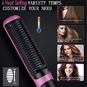 Hair Straightening Brush - Professional Ceramic, Fast Heating, 6 Temp Settings, Anti-Scald Design, 20 Min Auto-Off - Perfect for Home, Travel & Salon Use, Achieve Sleek and Smooth Hair
