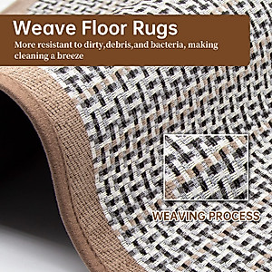 Luriseminger 2PC Kitchen Rugs Non-Skid Washable Farmhouse Standing Mat Absorbent Runner Rugs for Floor in Front of Sink,Hallway, Laundry Room，17.3"x 47"+17.3"x 29"(Black)