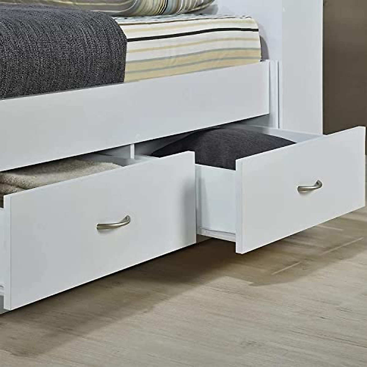 Hodedah Twin-Size Captain Bed with 3-Drawers and Headboard in White