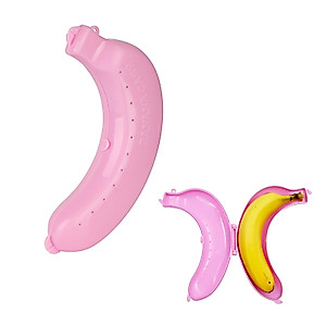 BORDSTRACT Banana Bunker, 7.6x5.1x1.7in Easy Carry Durable Banana Saver, Banana Holder Case, Banana Holder for Lunch Boxes (Pink)