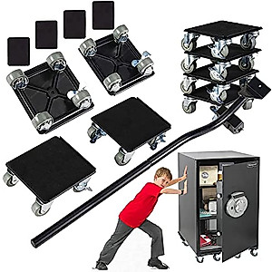Furniture Sliders Dolly Movers, Furniture Moving Tools, Heavy Duty Furniture Lifter Kit, Safe Transport Tool Include 4 Universal Wheel Sliders and Crowbar, for Various Furniture