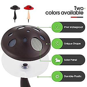 Outdoor Solar Garden Lights(4 Mushrooms Lamps), 2 Sizes Mini Solar Mushroom Lights Outside Waterproof Cute Mushroom Shaped Pathway Landscape Lights Decoration Garden, Yard, Lawn, Pathway, Brown