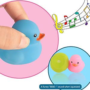 Bath Duck Toys 4Pcs Family Rubber Ducky Float&Squeak Baby Toddlers Preschool Bathtub Shower Toy (Colorful)