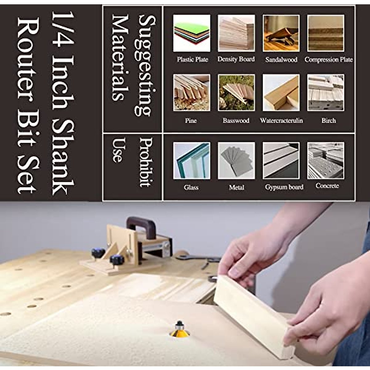 Router Bits 1/4 Shank, Router Bit Set 15 Pcs, Roundover Router Bit 1/4 Shank - Carbide Router Bits for Wood, Woodworking, DIY