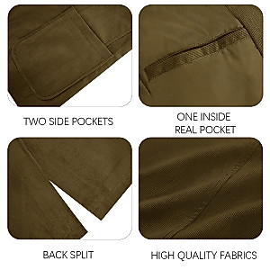 Men's Corduroy Blazer Jacket Single Breasted Solid Work Wear Vintage Spoat Coat Casual Corduroy Suit Jacket Green