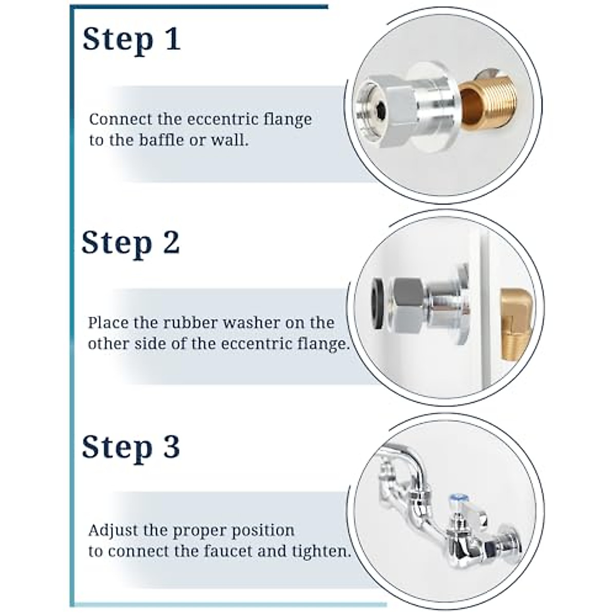 Phivan Commercial Faucet Parts Brass Coupling Flanges 1/2 Inch NPT Female Eccentric Flanged Inlet fits 8 Inch Center Wall Mount Faucets Coupler Replace (2 Pcs)