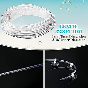 Boao 32.8 ft Aquarium CO2 Proof Tubing Clear Airline Tubing Aquarium Air Tubing 5/16 Inch with 12 Pcs Suction Cups Aquarium Air Pump Accessories for Fish Tank