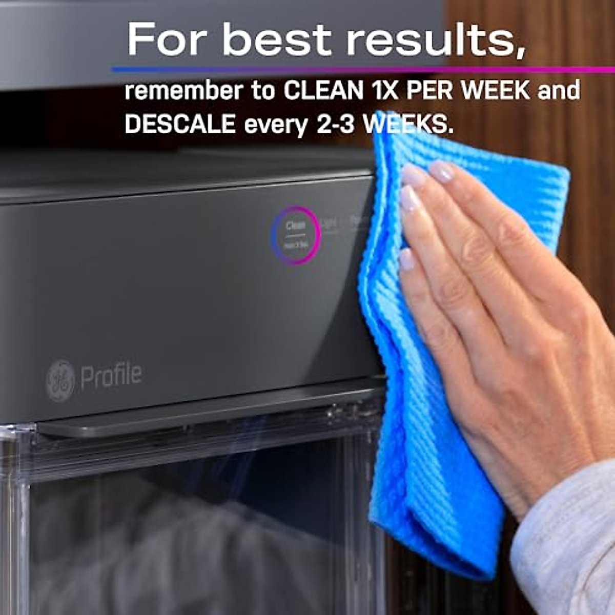 GE Profile Opal 2.0, Chewable Crunchable Countertop Nugget Ice Maker, Scoop included, 38 lbs in 24 hours, Pellet Ice Machine with WiFi & Smart Connected, Stainless Steel