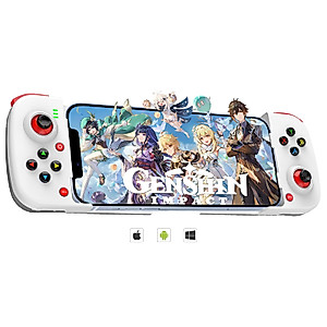 Megadream Mobile Game Controller Gamepad for iPhone iOS Android PC Joystick: Works with iPhone15/14/13/X, iPad, Samsung Galaxy, M-otorola, TCL, Tablet, COD- Wireless Connection (White)